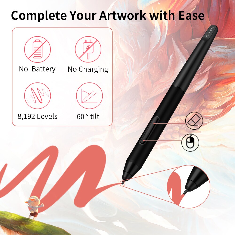 Графичен таблет XP-PEN Artist 24, 23,8" 2K QHD, 94% RGB, включва ...