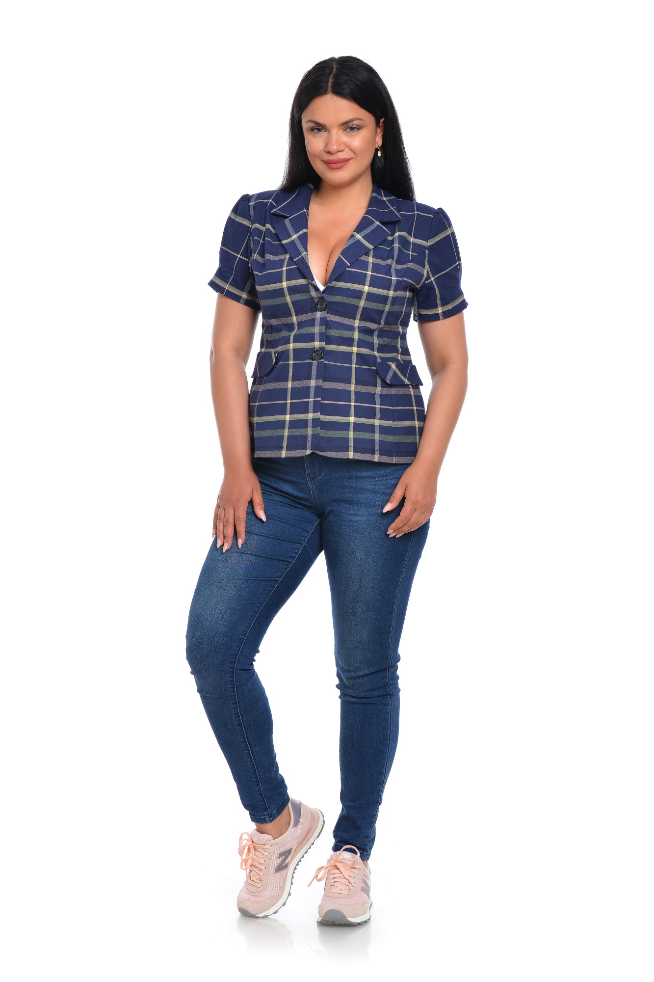 Sacou din bumbac, model in carouri, Dress To Impress - eMAG.ro