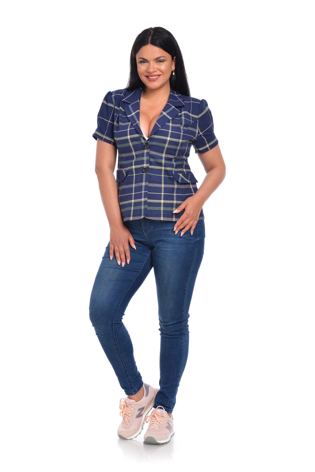 Sacou din bumbac, model in carouri, Dress To Impress - eMAG.ro