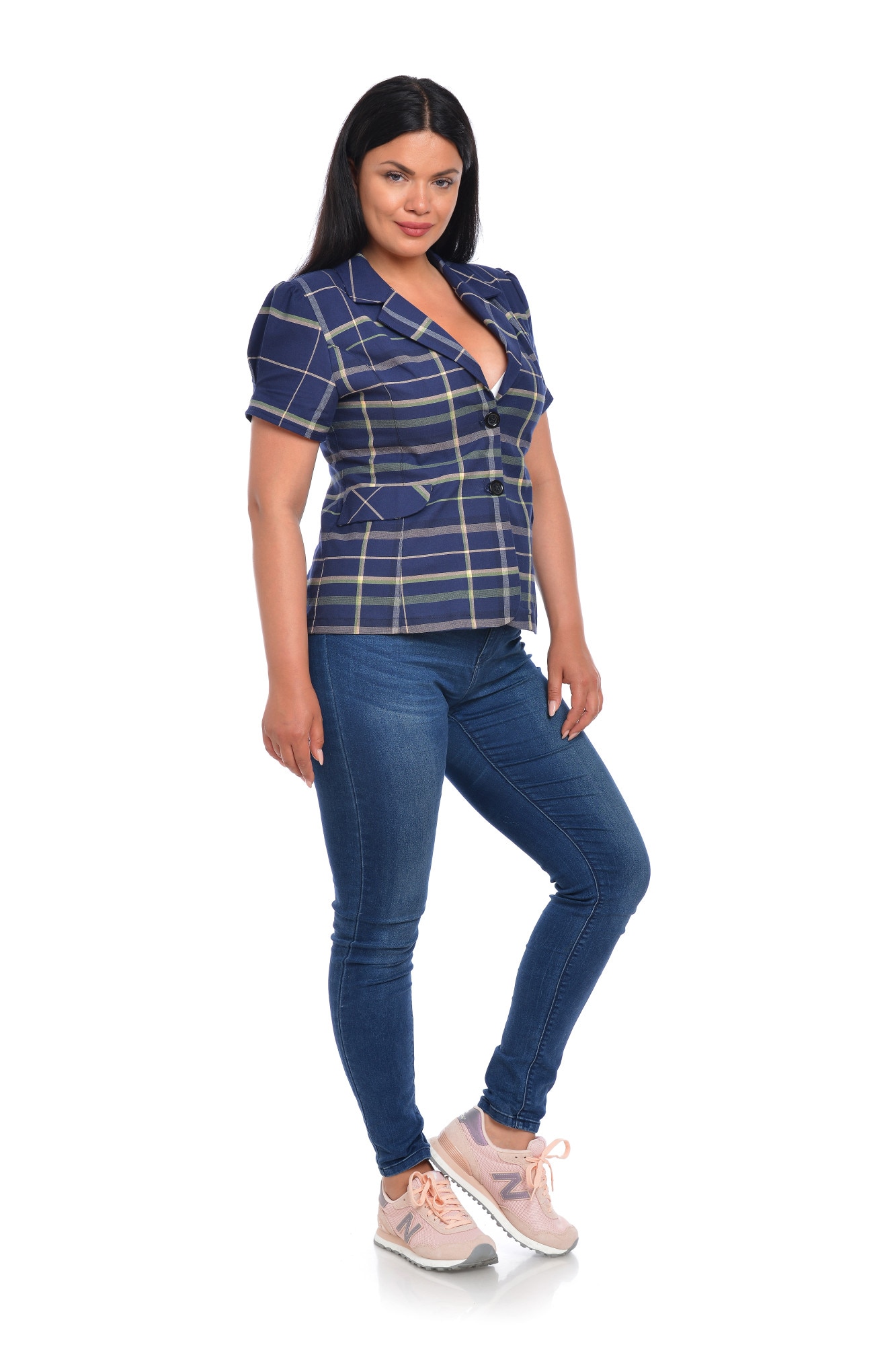 Sacou din bumbac, model in carouri, Dress To Impress - eMAG.ro