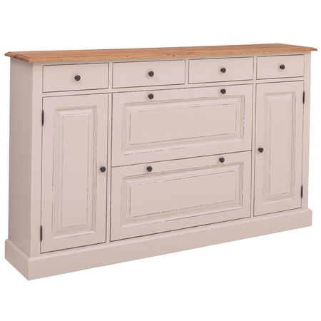 Comoda hol cu 4 usi, 4 sertare cu blat stejar, vopsit, culoare gri ...