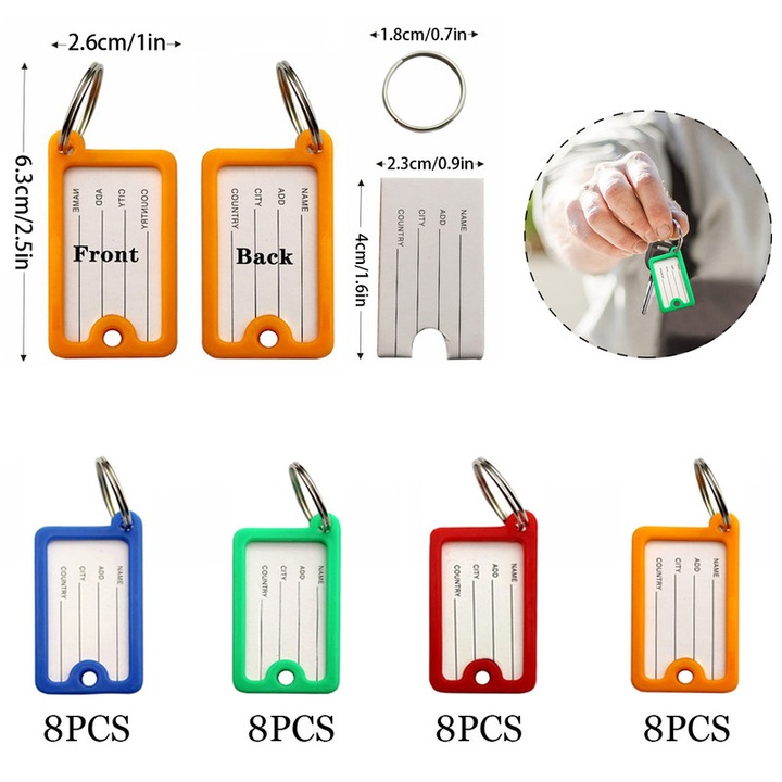 Set 32 de etichete chei, Plastic, Multicolor - eMAG.ro