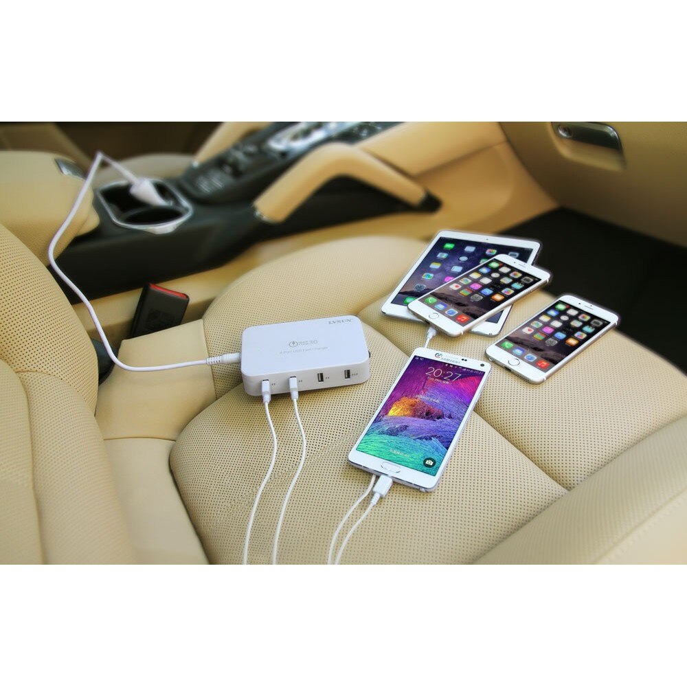 Смарт USB зарядна станция с 4 порта и 60 вата Quick Charger QC 3.0 Бяла ...
