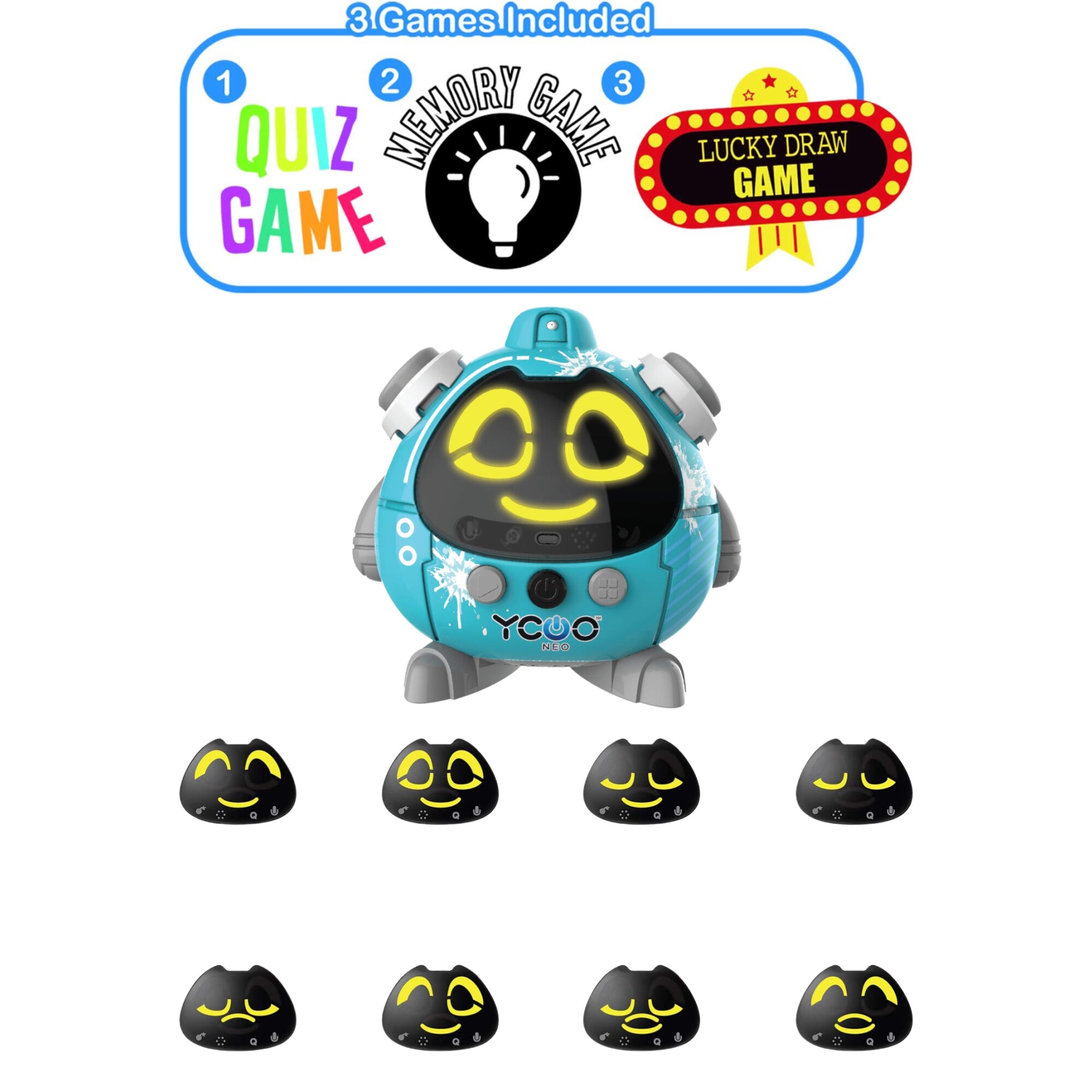 Интерактивен робот Silverlit, Quizzie, 3 игри, пръска вода, син, 12 x ...