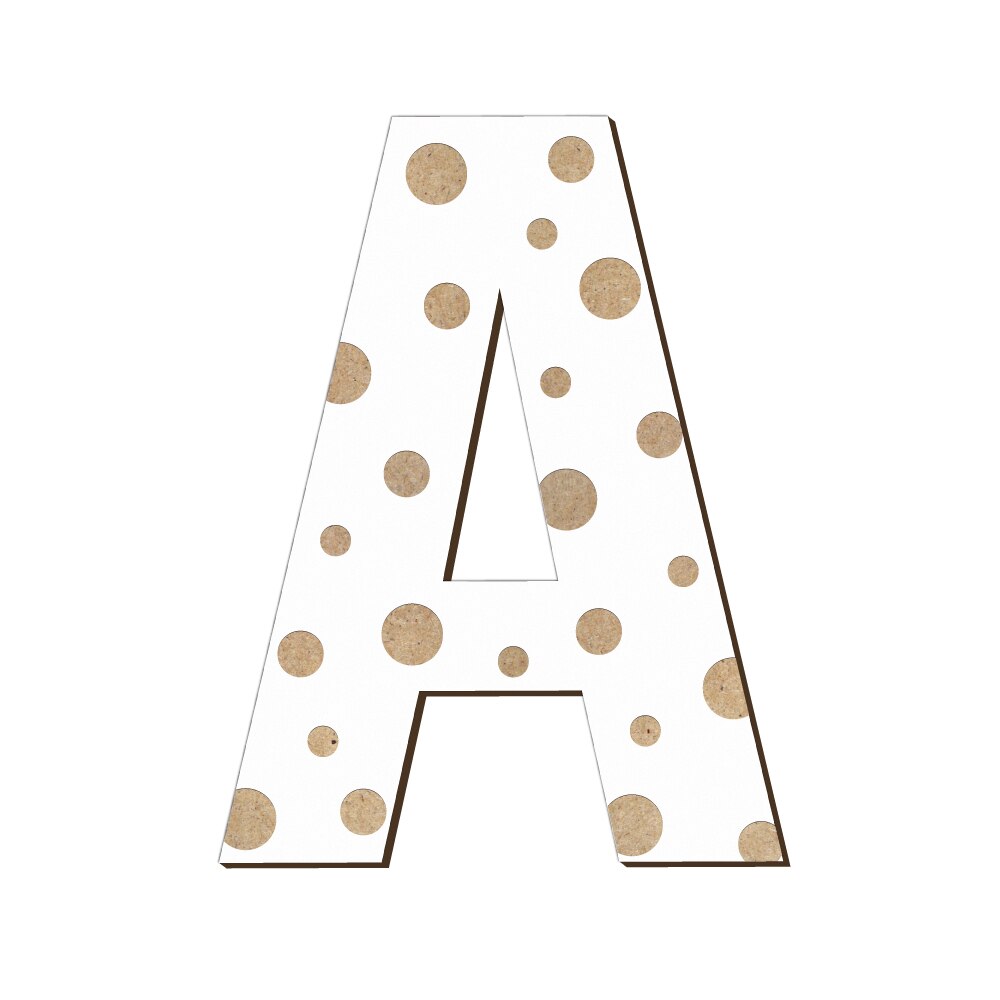 Litera din lemn, model 'A', alba, cu buline natur, 15 cm - eMAG.ro