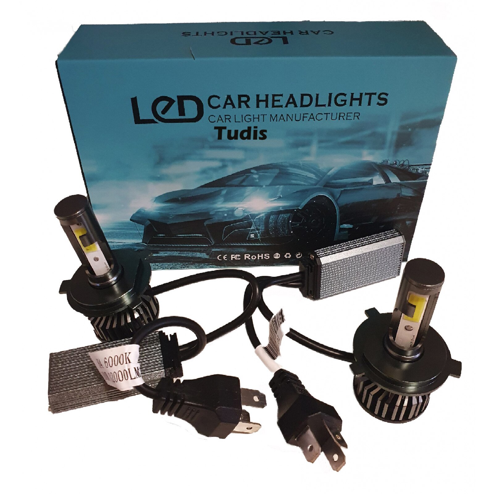 Set 2 becuri H4 LED F2 cob, Canbus, 100W, lumina alb-rece, 12.000 ...