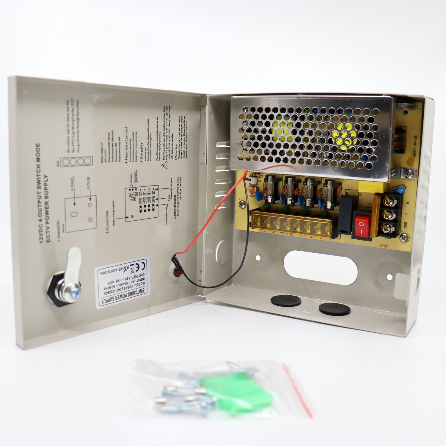 Sursa 12V 5A cu 4 iesiri partajate, amplasata in cutie metalica cu ...