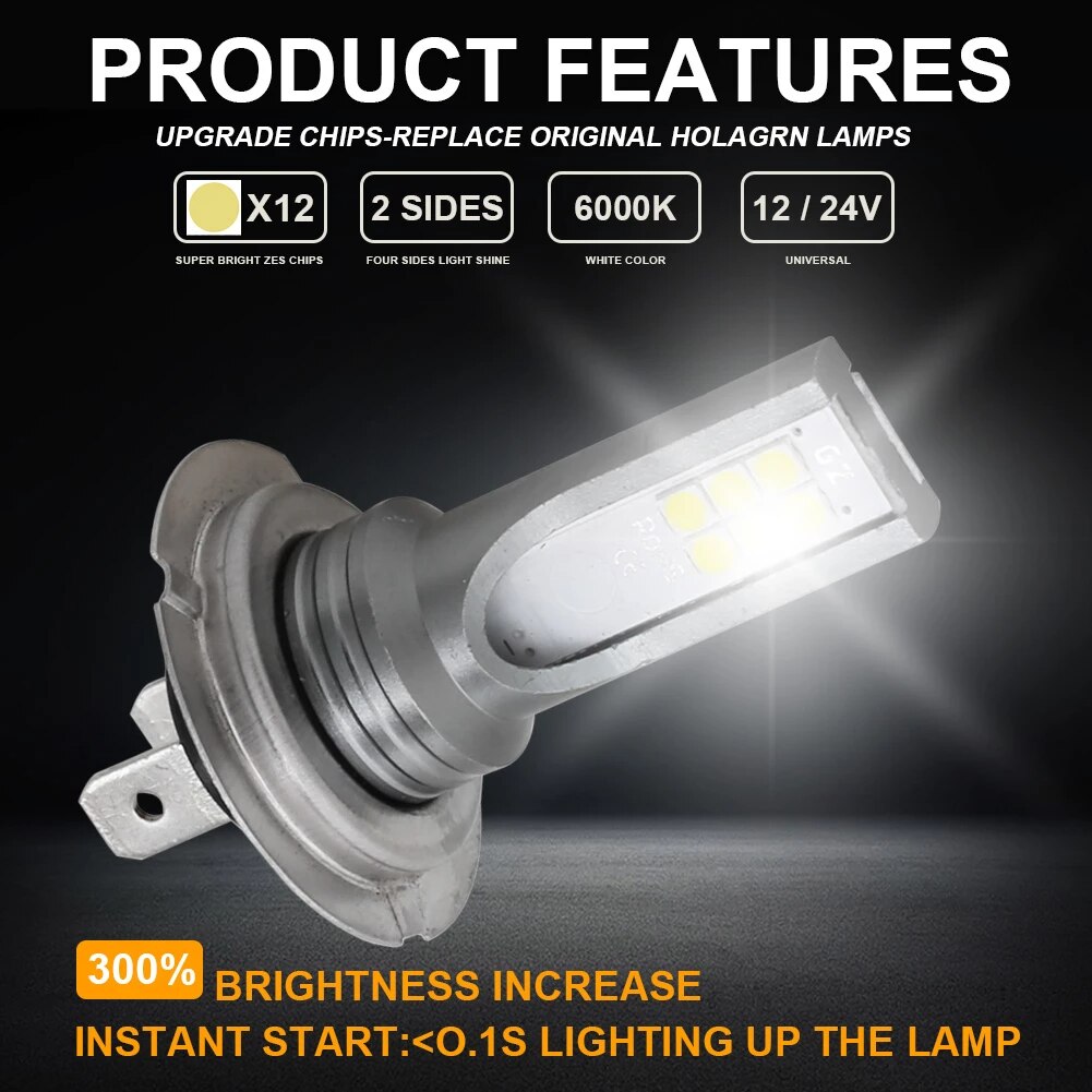 Set 2 Becuri auto H7 SYNO, 80W/bec, 12 LED SMD, Alb-Rece - eMAG.ro