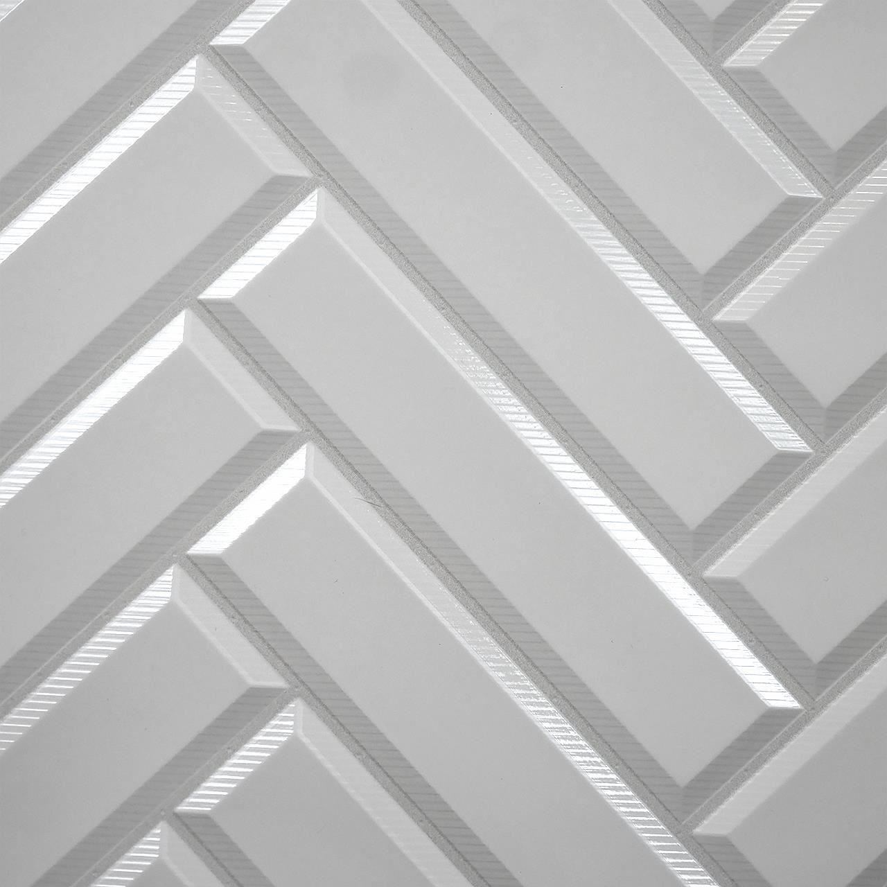 Panou decorativ, PVC, model zig-zag 3D, alb, 96x48.5cm - eMAG.ro