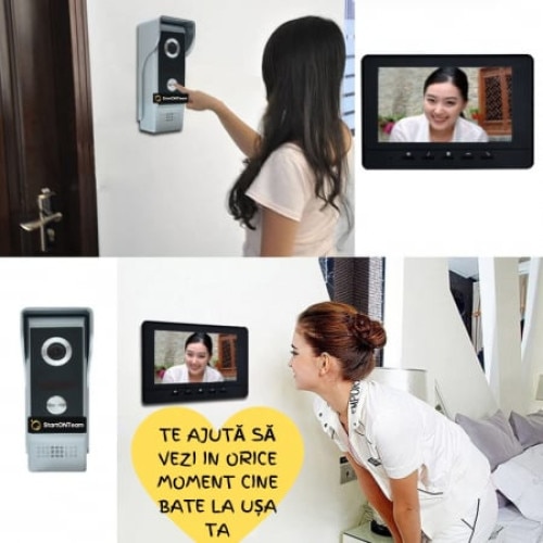 Kit Interfon Video Smart de Exterior cu Inregistrare, Monitor LCD 7 ...