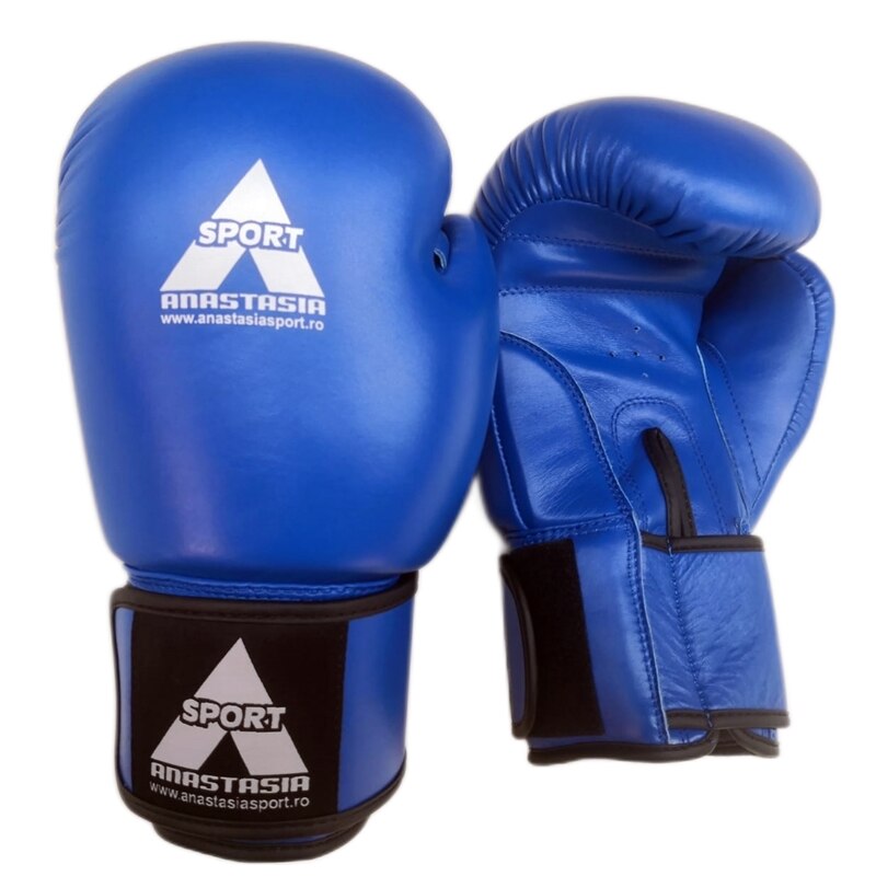 Manusi profesionale box lupta Anastasia Sport, piele naturala, albastre ...