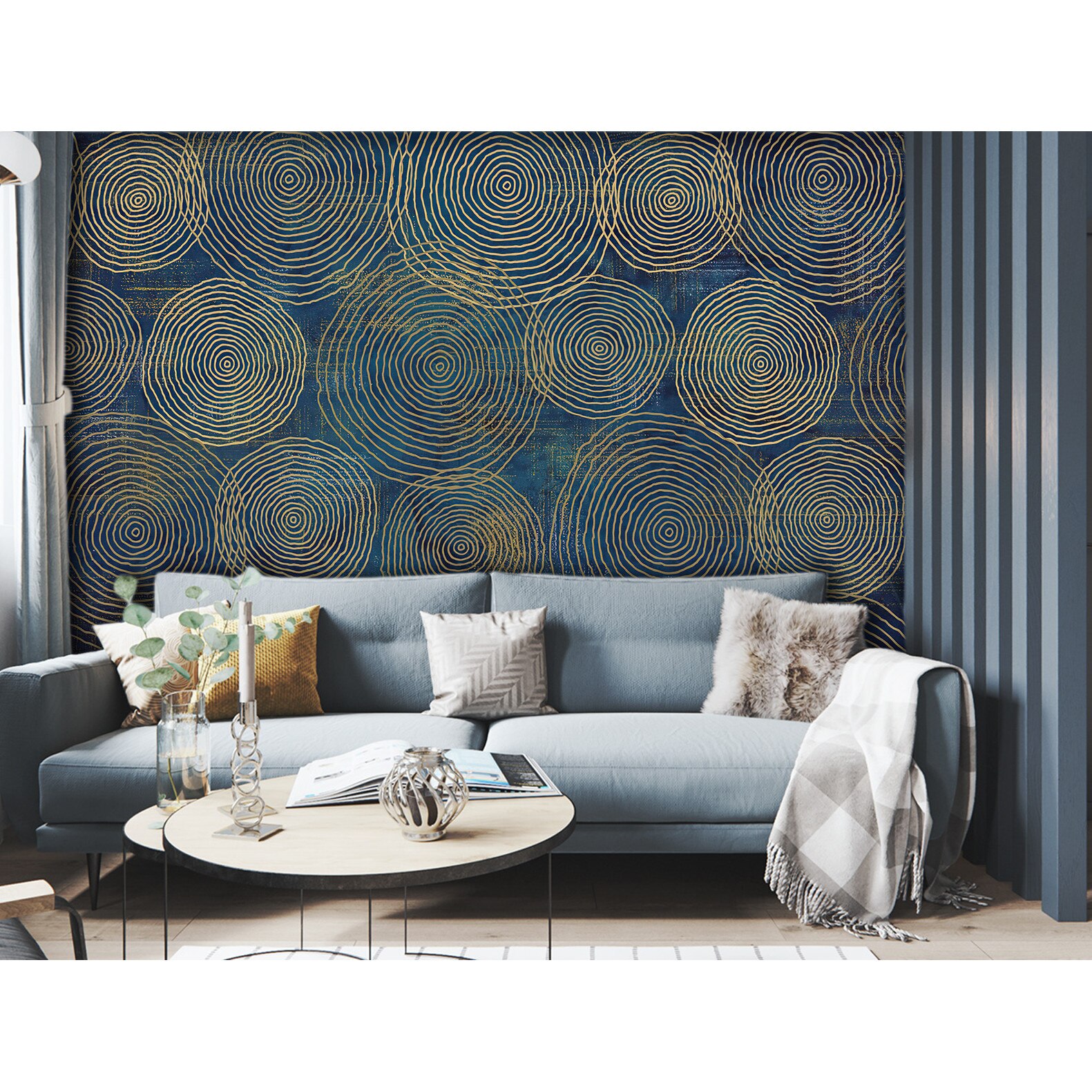 Fototapet Abstract, Cercuri aurii pe fundal intunecos, Stil Vintage ...