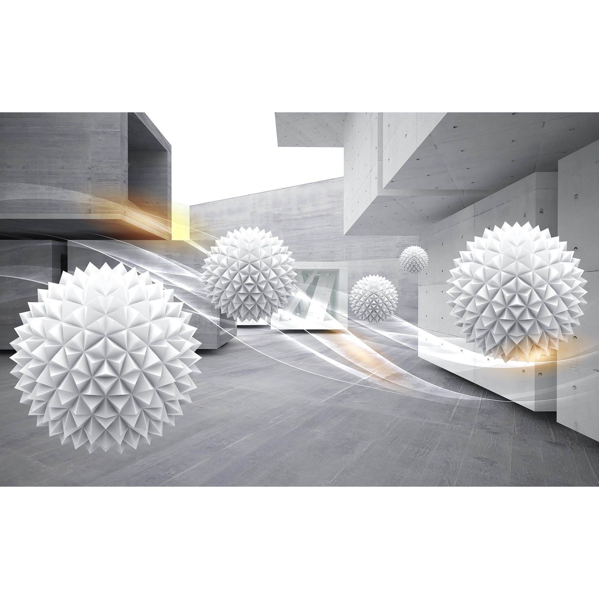 Fototapet cu efect 3D, Sfere plutitoare intr-un tunel, Design modern ...