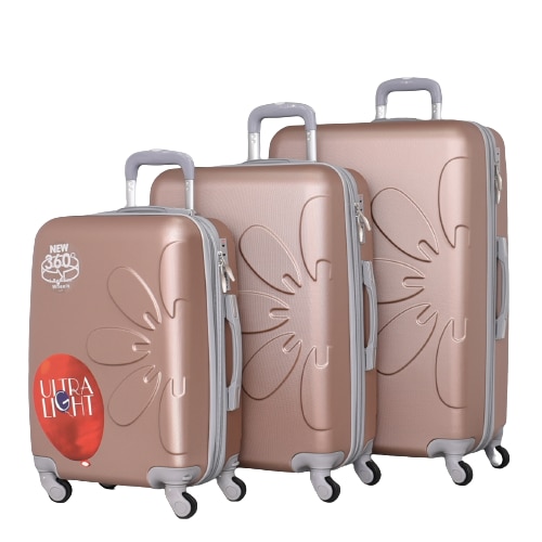 Set valize, Perfect line, ABS, 77/30/50 cm, Extender, Roz, 3 piese ...