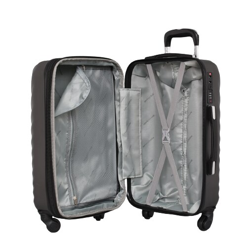 Set valize, Perfect line, ABS, 58/24/40 cm, Roti detasabile, Gri inchis ...