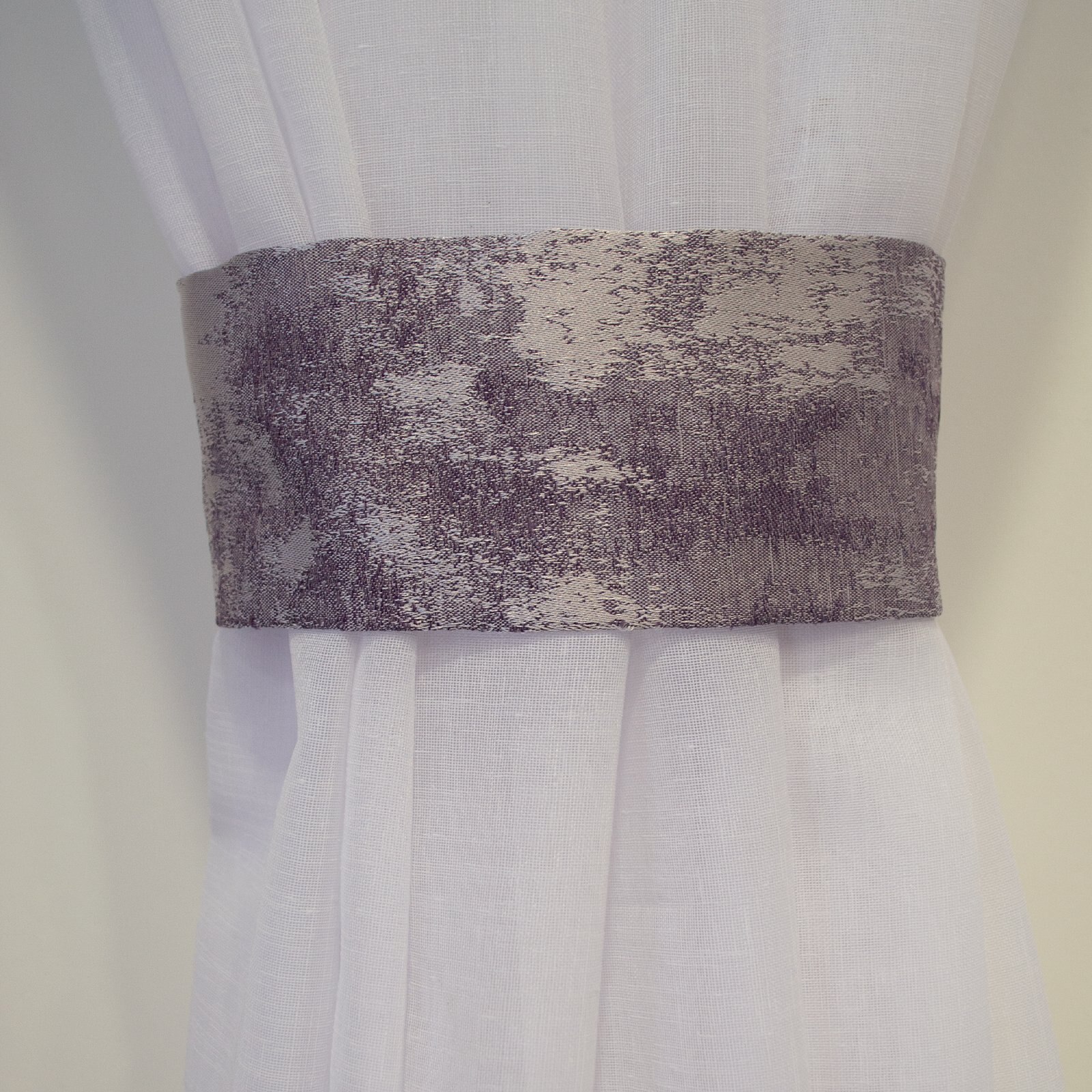 Perdea Velaria de bucatarie alba cu esarfe lila, 340x190 cm - eMAG.ro