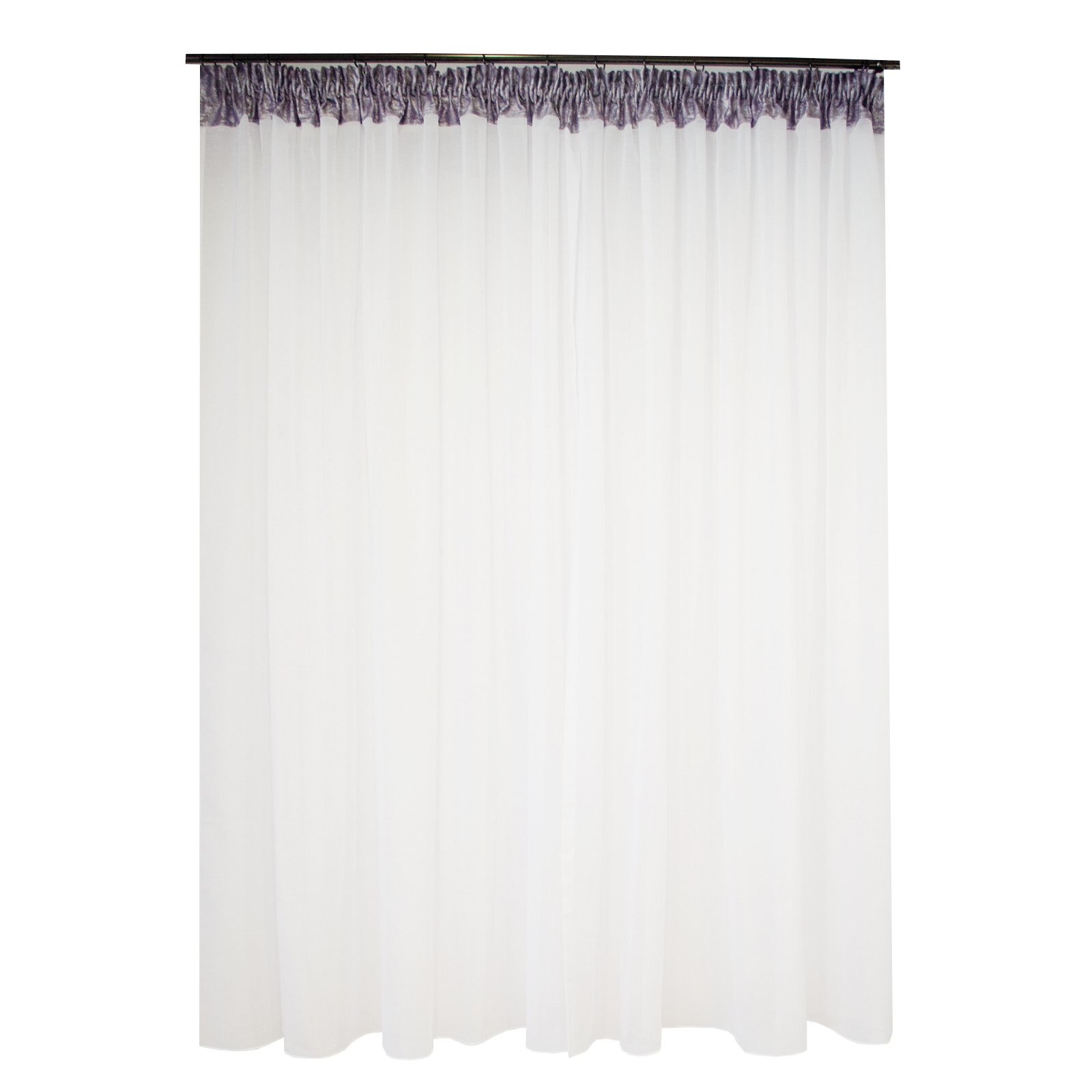 Perdea Velaria de bucatarie alba cu esarfe lila, 340x190 cm - eMAG.ro