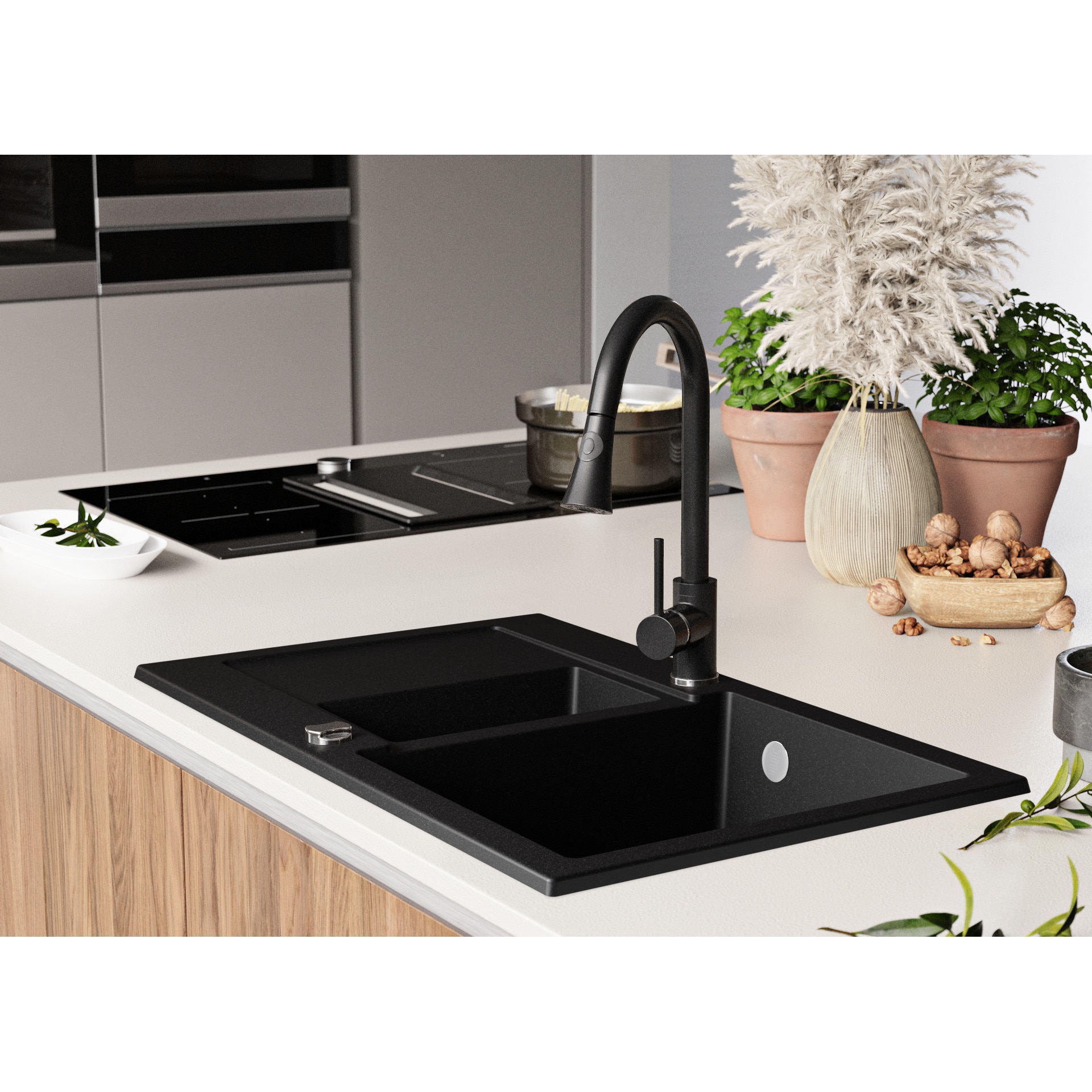 Chiuveta de Bucatarie Granit, 78x50 cm, Adancime 19 cm, Montare pe Blat ...