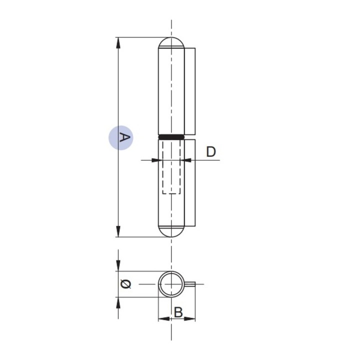 Balama, IBFM, Pentru usi metalice, Cu stift fix, O 16 mm, 140 mm, Otel ...