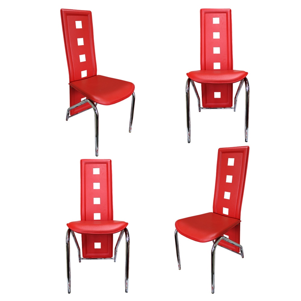 Set 4 Scaune, Spectral, rosii, 40 x 100 x 44 cm - eMAG.ro