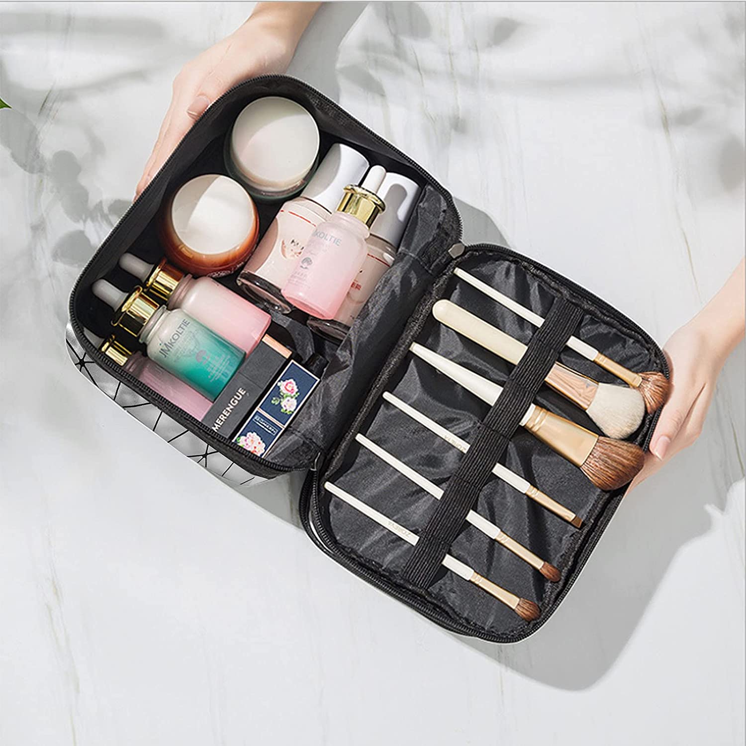 Geanta cosmetica dubla, Rezistenta la apa, 22 x 16.5 x 14.5 cm, PVC ...