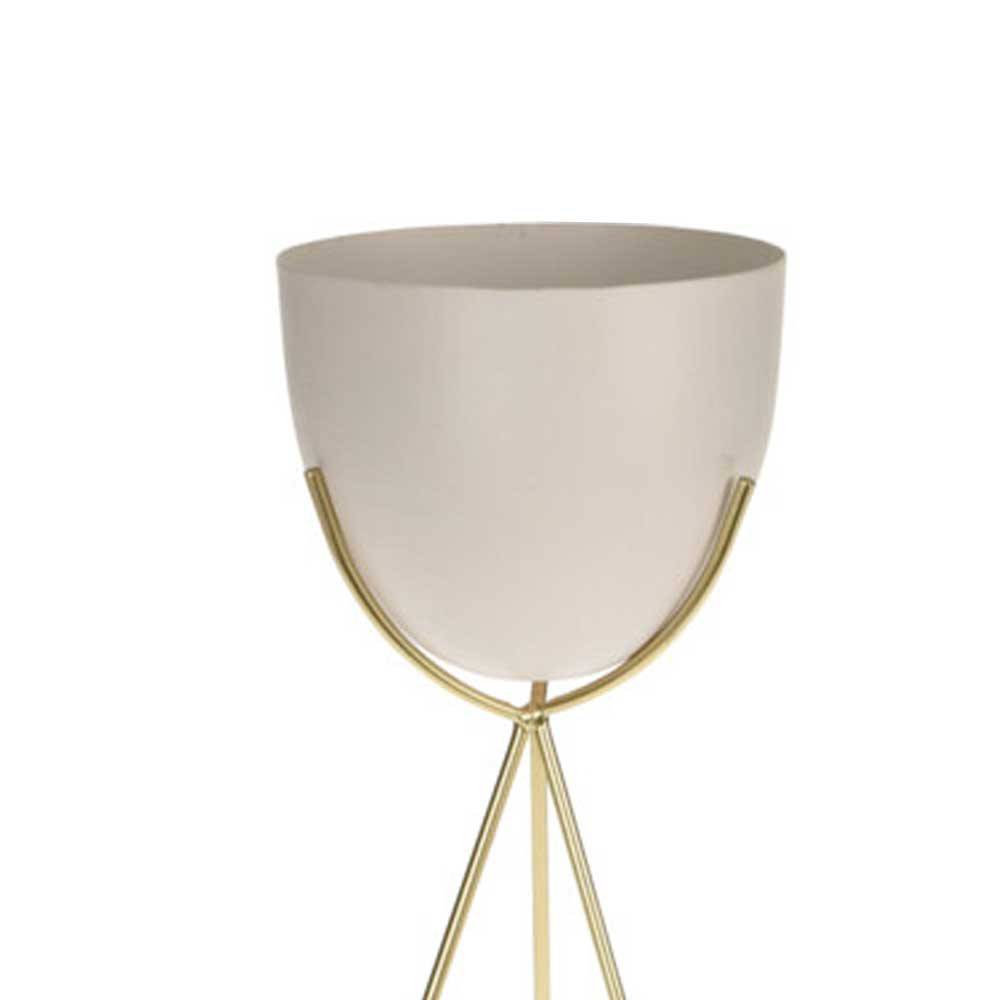 Ghiveci elegant pe suport inalt, 36 x 15 cm, Metal, Auriu/Bej - eMAG.ro