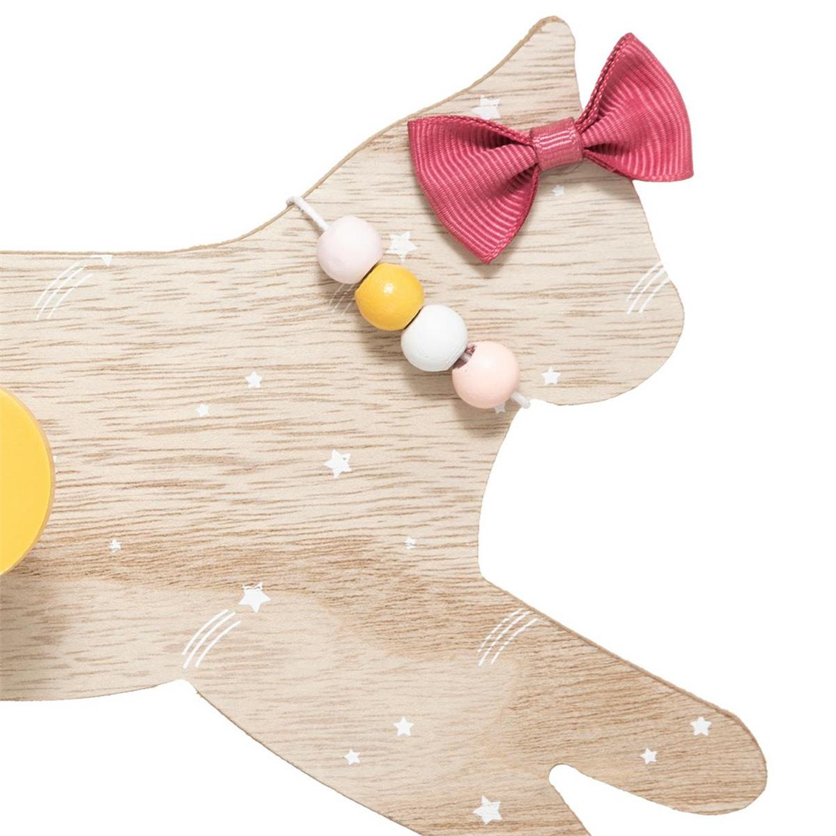 Cuier pentru copii, Model pisica, 1 carlig, MDF, Multicolor - eMAG.ro