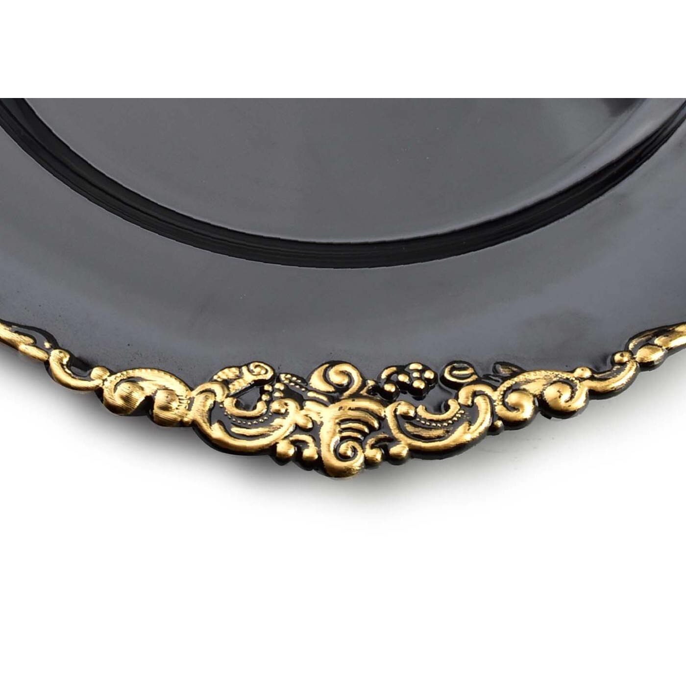 Tava servire, Plastic, 33 cm, Negru/Auriu - eMAG.ro