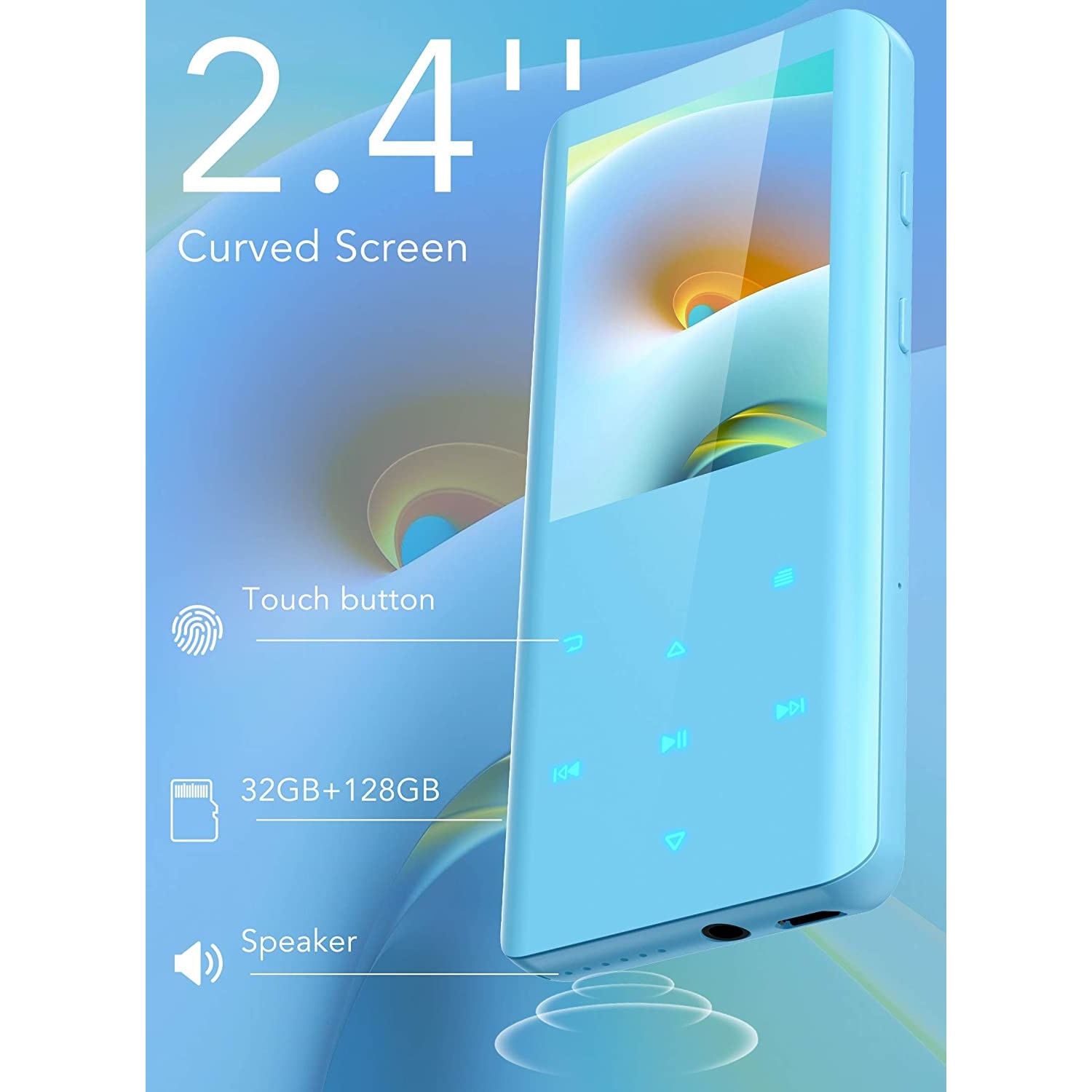 MP3 Player 32 Gb с Bluetooth 5.0, HiFi звук, 2.4 инча извит екран ...