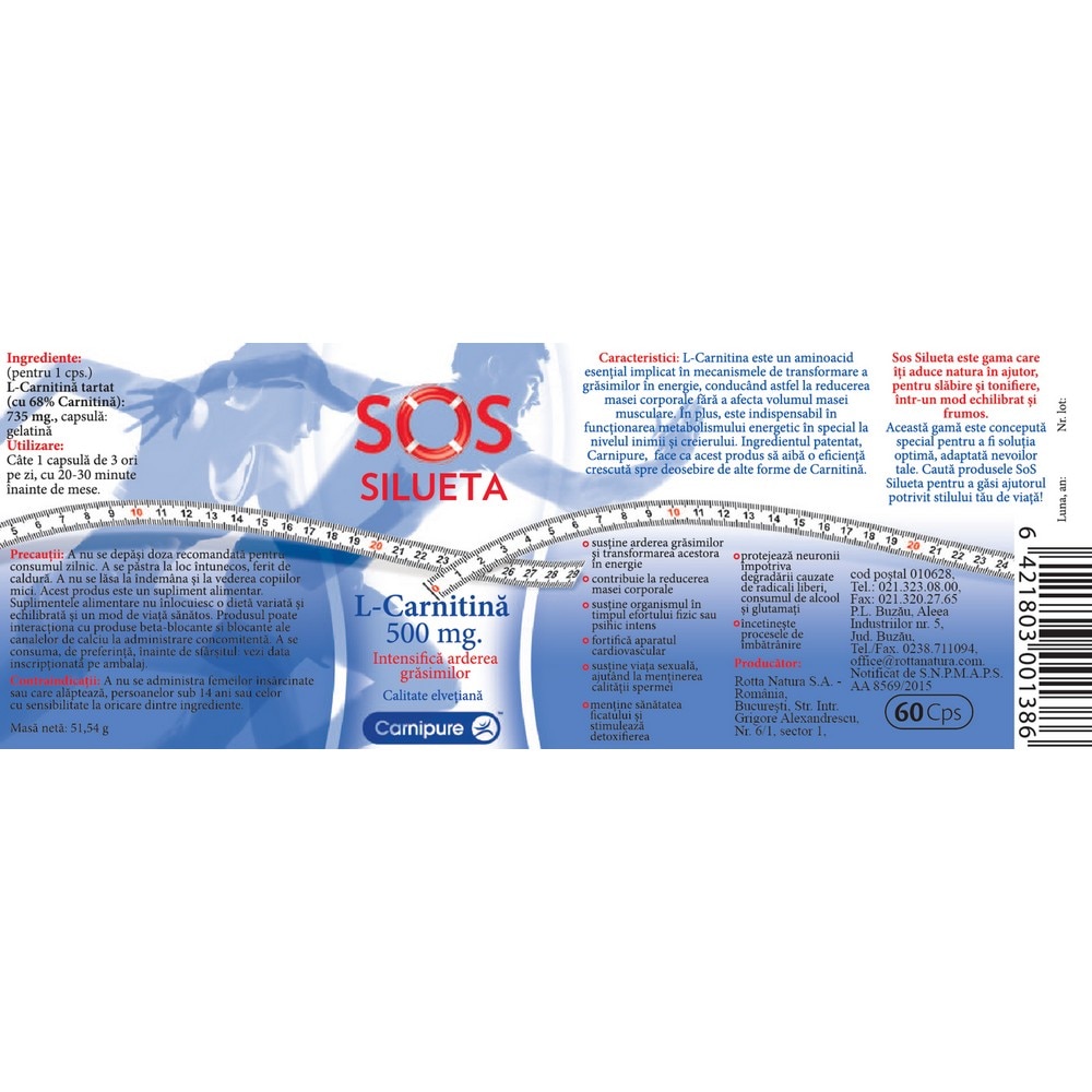 L Carnitina 500mg, Rotta Natura, 60 capsule - eMAG.ro