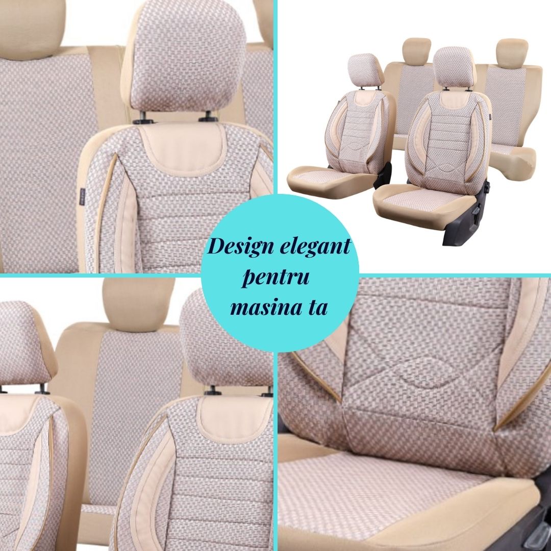 Set huse scaune auto Smartic®, City, 11 piese, compatibile cu airbag ...