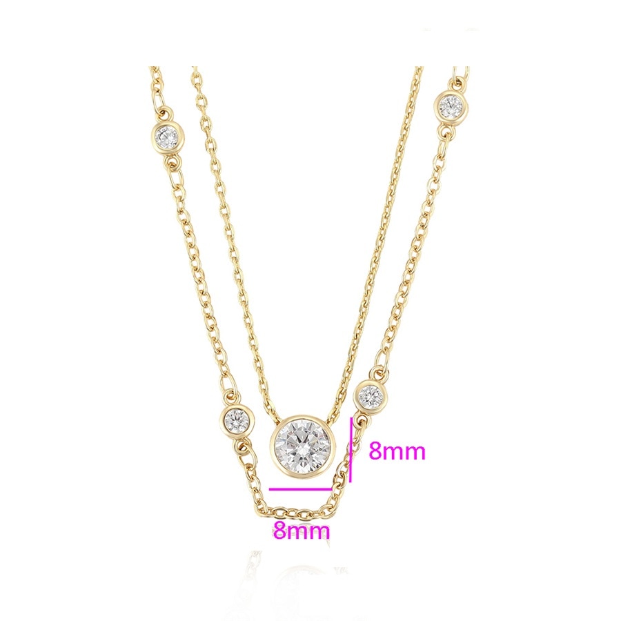 Colier dublu cu pietre zirconiu, placat cu aur de 14 K, 40-48 cm, cutie ...