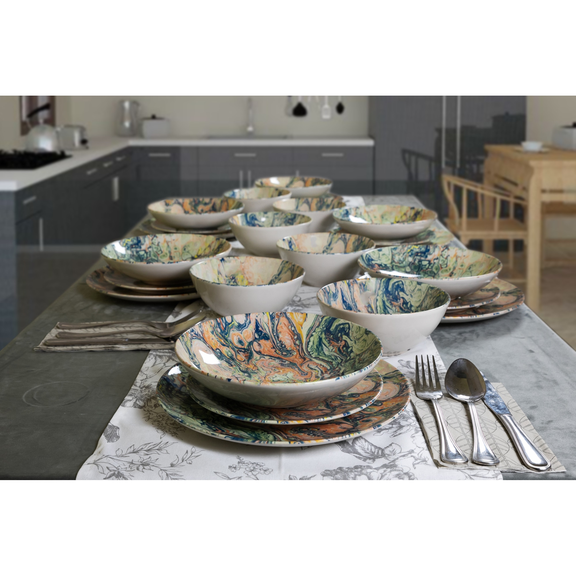Set farfurii 24 piese, pentru 6 persoane, Abstract Art, Cesiro ...