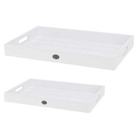 Set 2 tavi servire, 34 x 20 x 4,5/48 x 30 x 4,5 cm, Lemn, Alb - eMAG.ro