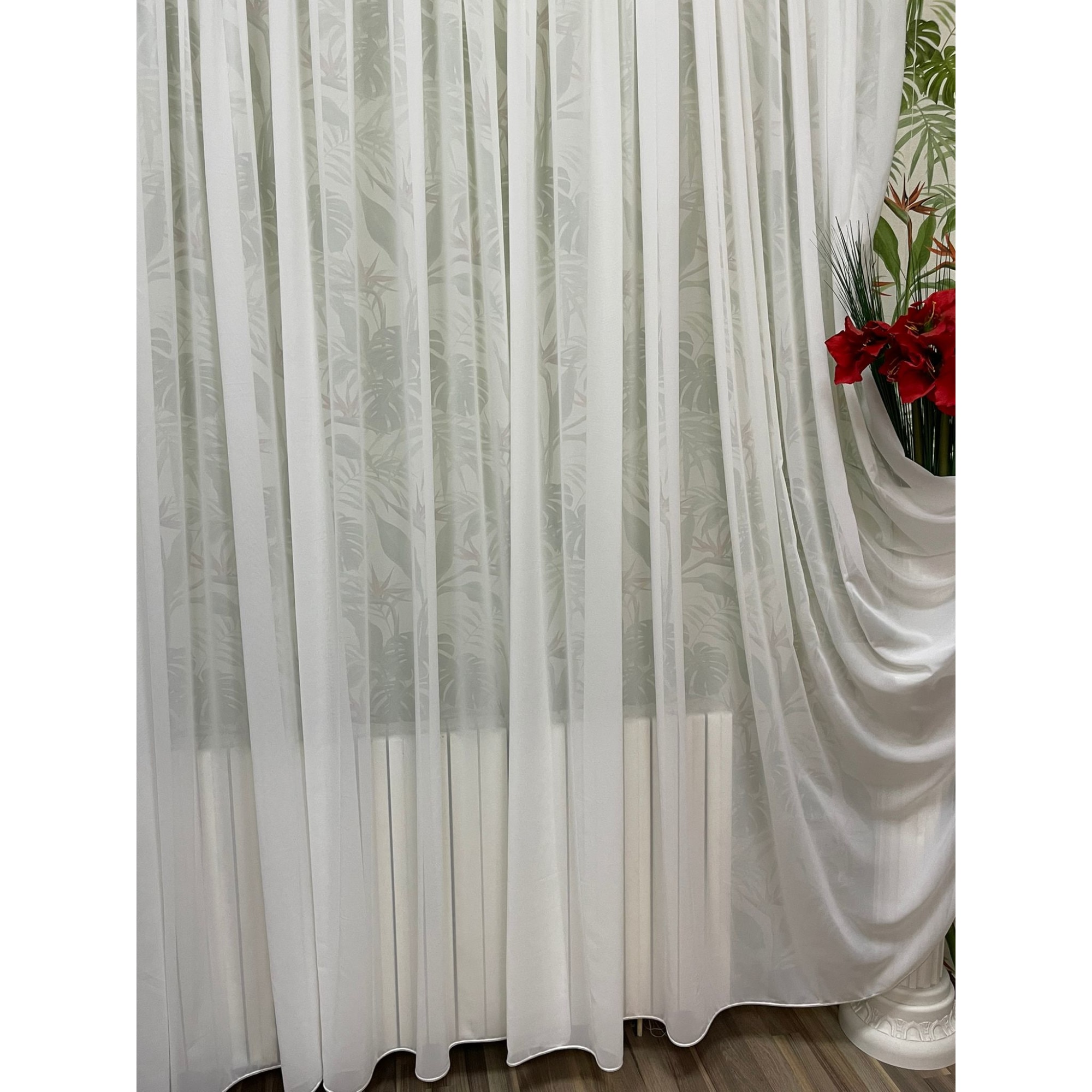 Perdea voal matase culoare alb, 400x245cm colectia "Chinoiserie ...