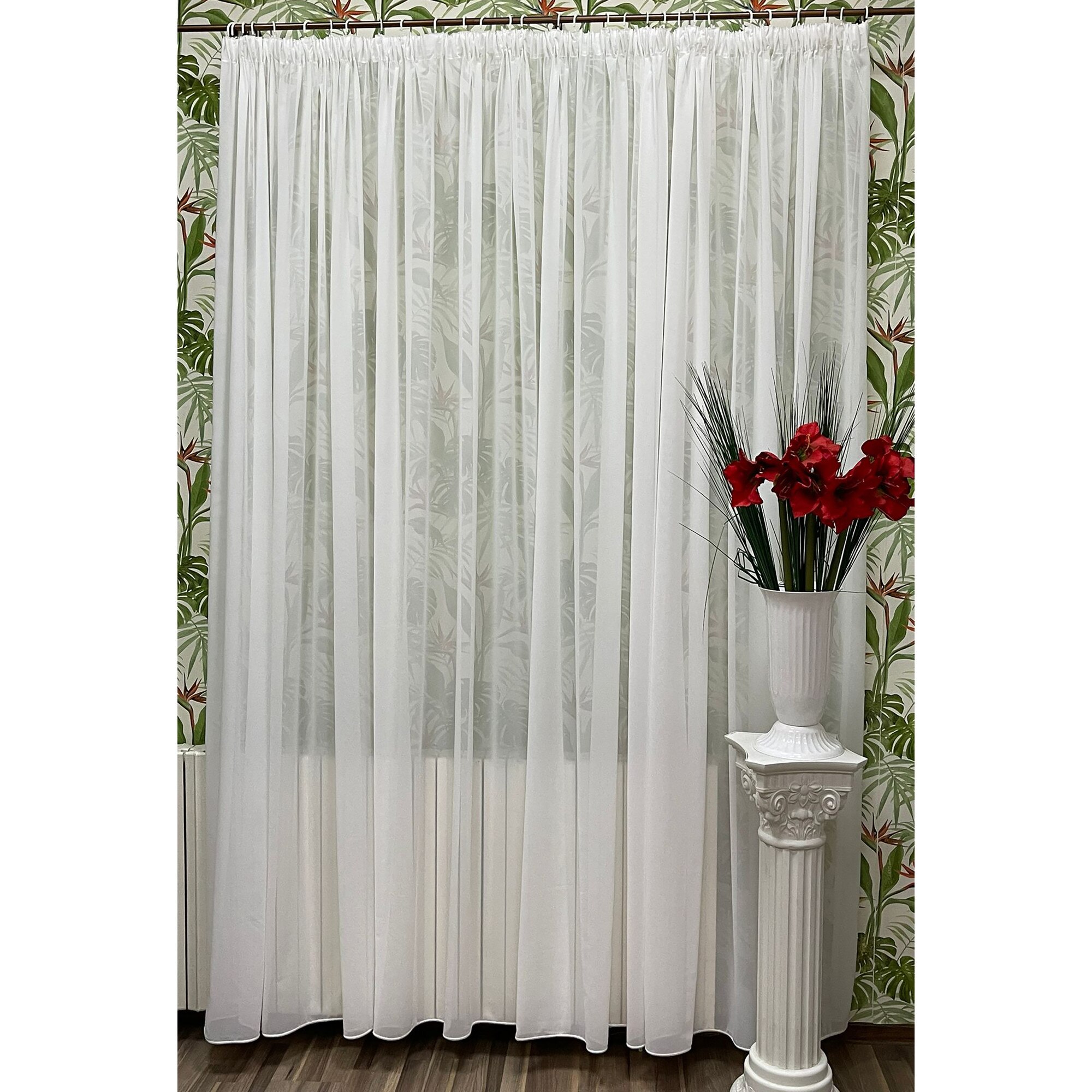 Perdea voal matase culoare alb, 400x245cm colectia "Chinoiserie ...