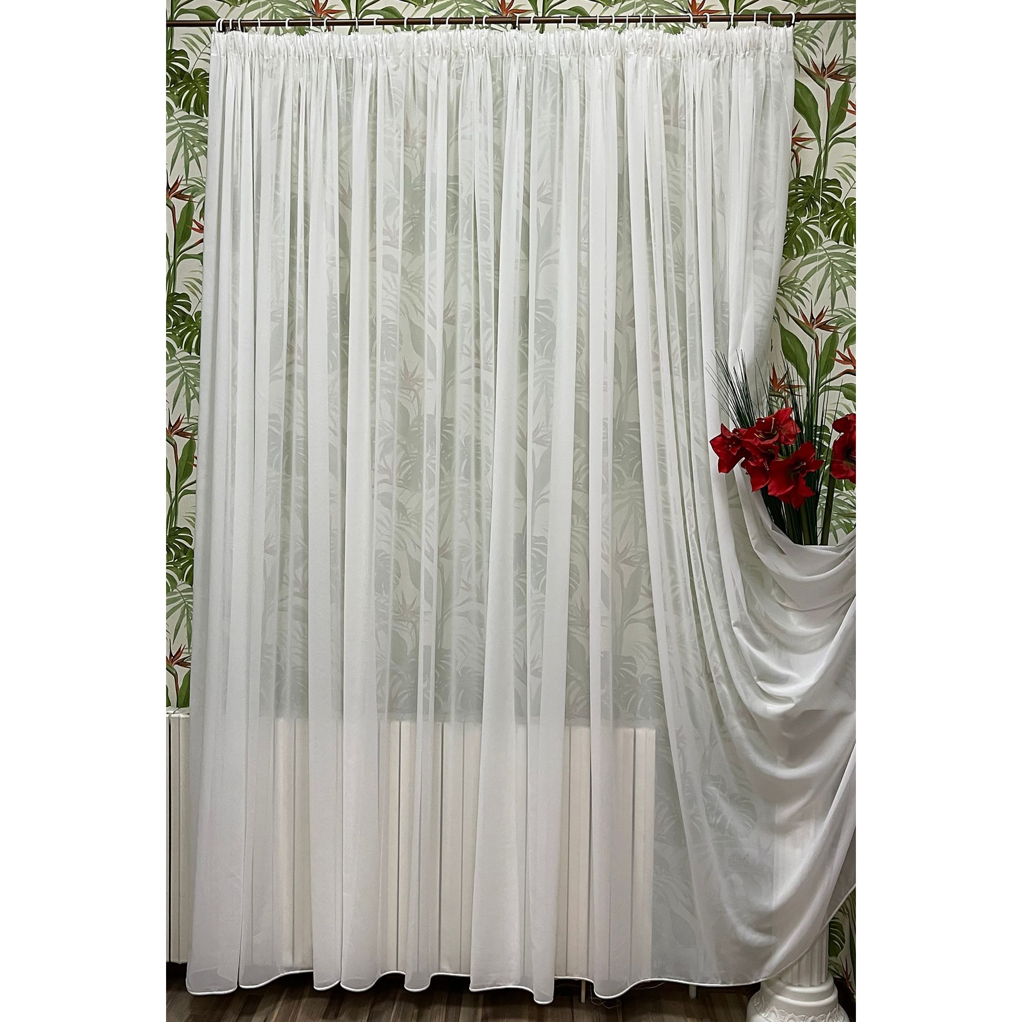 Perdea voal matase culoare alb, 400x245cm colectia "Chinoiserie ...