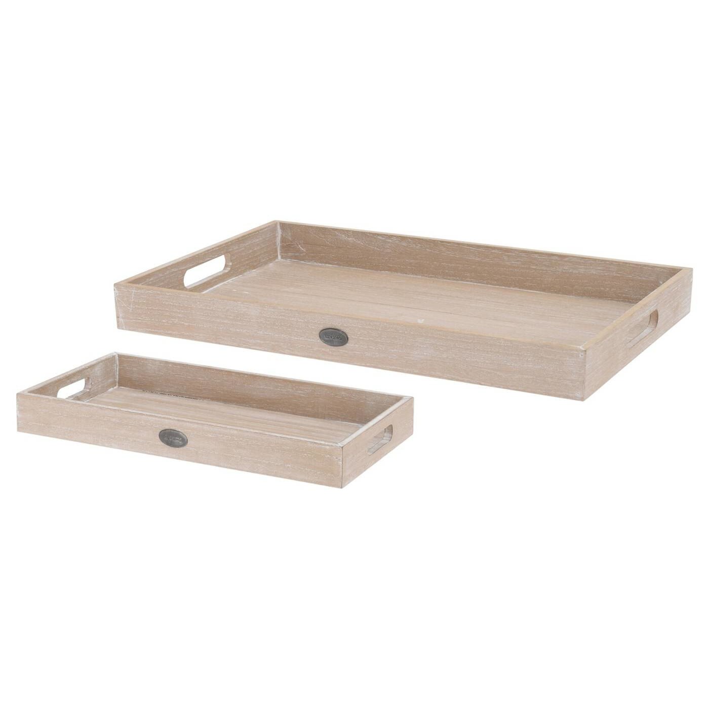 Set 2 tavi servire, 34 x 20 x 4,5/48 x 30 x 4,5 cm, Lemn, Bej - eMAG.ro