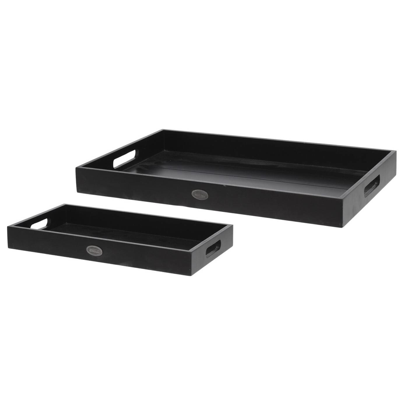 Set 2 tavi servire, 34 x 20 x 4,5/48 x 30 x 4,5 cm, Lemn, Negru - eMAG.ro