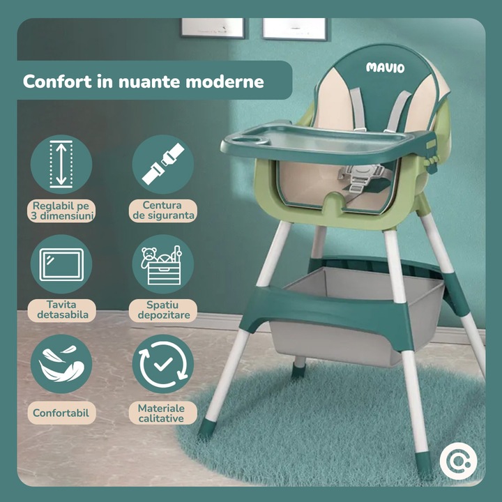 Scaun de Masa 3in1 pentru Bebelusi si Copii Mavio®, Model Petite ...