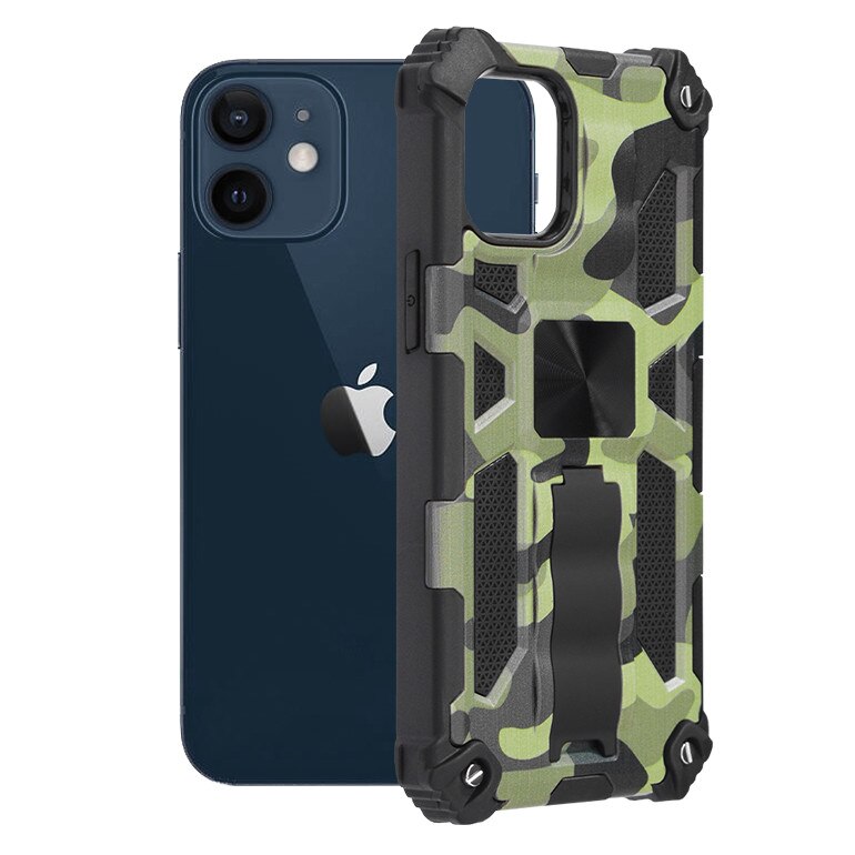 Кейс за iPhone 12 mini, Полиуретан, Camo Lime - eMAG.bg
