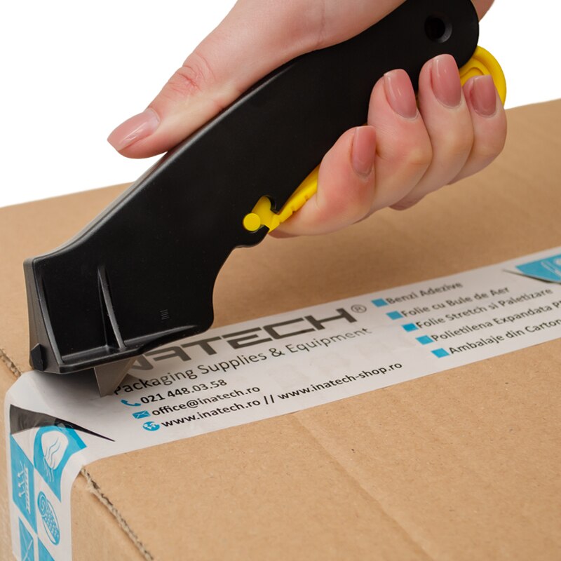 Cutter Retractabil Pentru Hartie, Culoare - Negru / Galben, Lama Metal ...