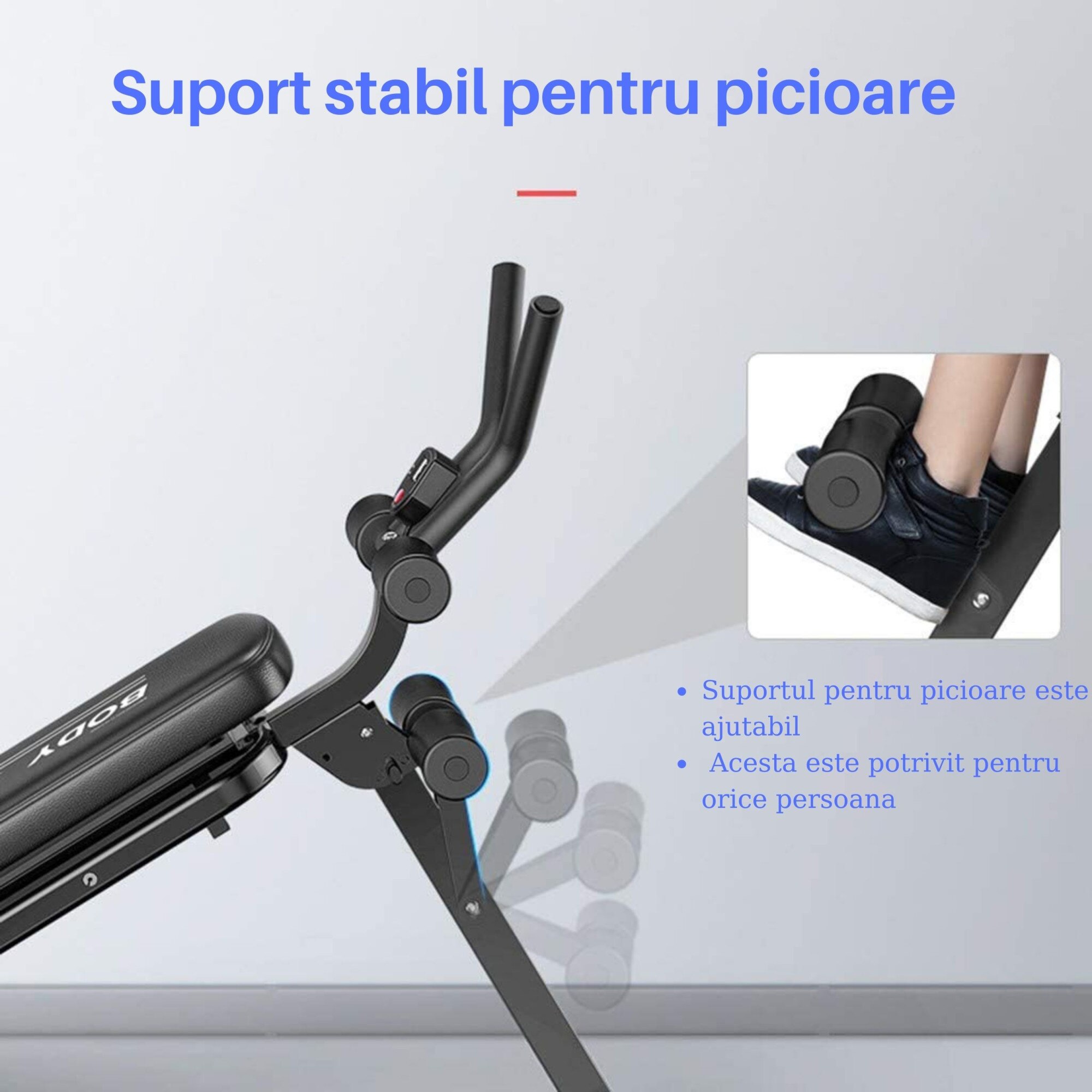 Aparat fitness pentru abdomene, GO4FIT®, banca cu 3 grade de inclinatie, computer antrenament ...