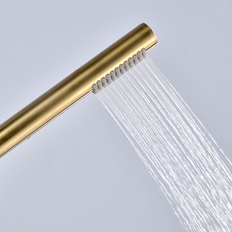 Set de dus incastrat in perete cu para rotunda 30x30 cm auriu, nichelat ...