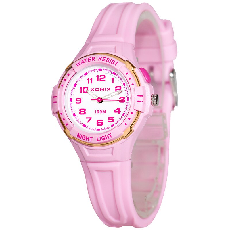 Ceas analog Xonix, Roz, pentru fete, iluminare cadran, rezistenta la ...