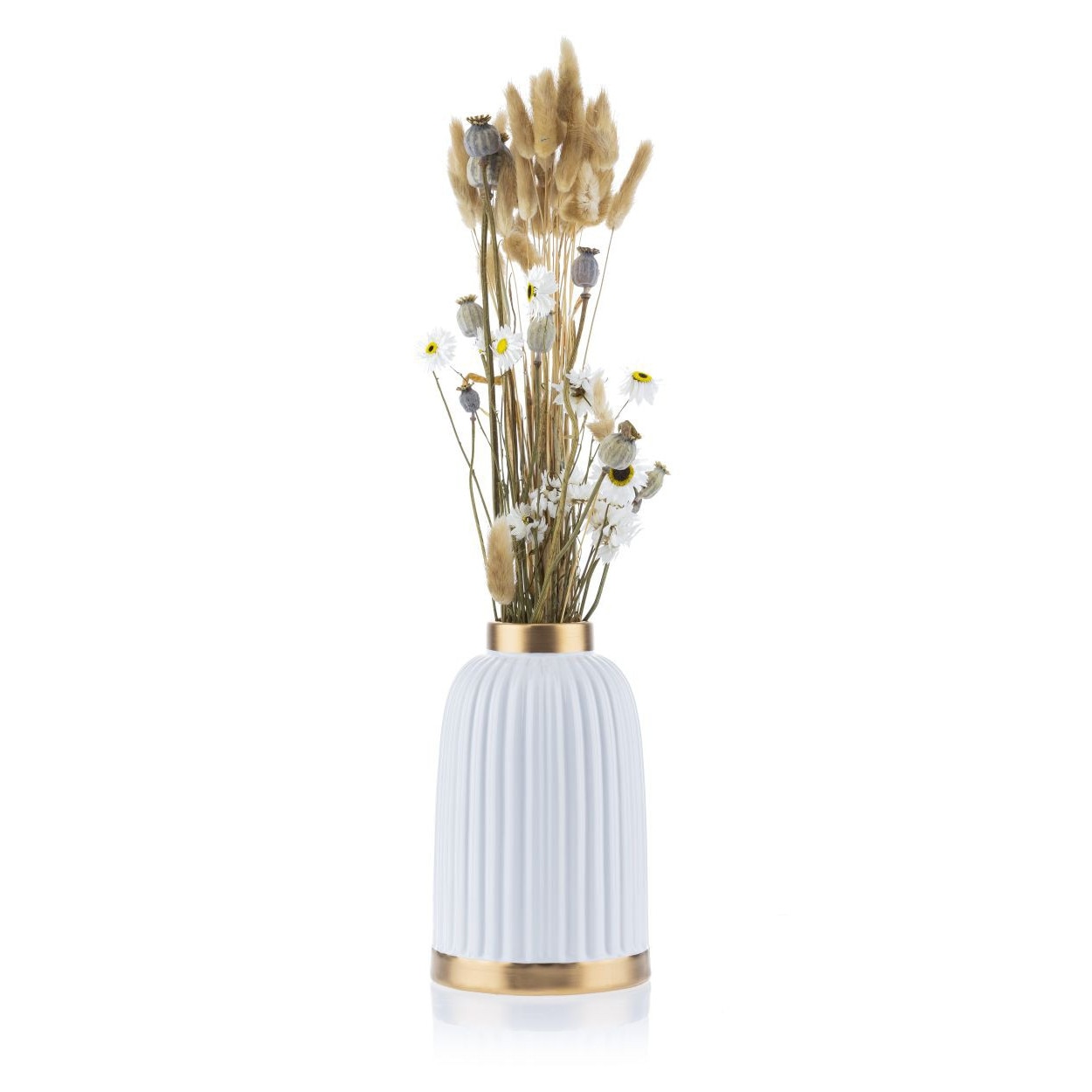 Vaza decorativa Rosie, 20x12 cm, Ceramica, Auriu/Alb - eMAG.ro