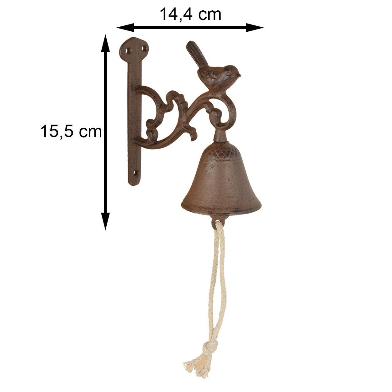 Clopot decorativ pentru usa, Model pasare, 15,5x14.4 cm, Fonta, Maro ...