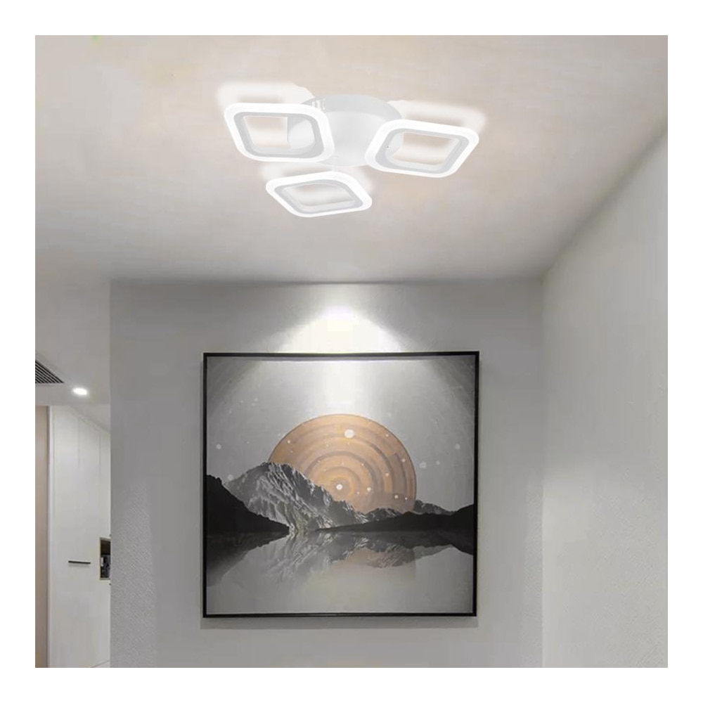 Lustra LED Patrata cu Lumina Neutra, Putere 27W, 3 Surse de Lumina, Alb ...