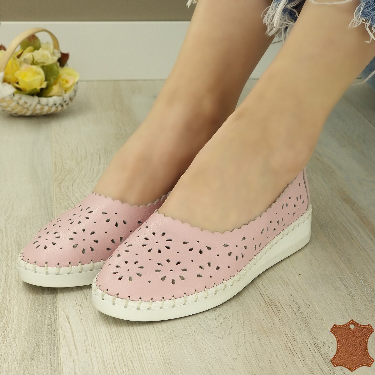 Balerini dama, inTrend, 3201, Piele naturala, Roz, 37 - eMAG.ro