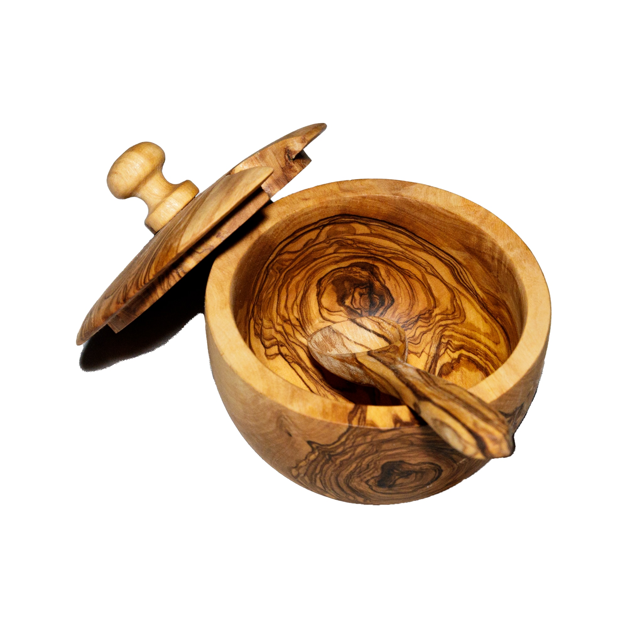 Recipient pentru condimente / zahar cu lingurita din lemn de maslin ...